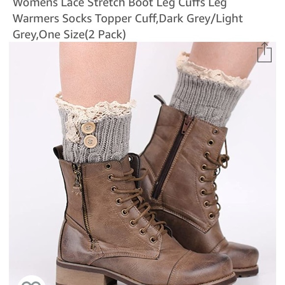 Accessories | 2 Pairs Lace Boot Cuffs Dark Light Grey New | Poshmark